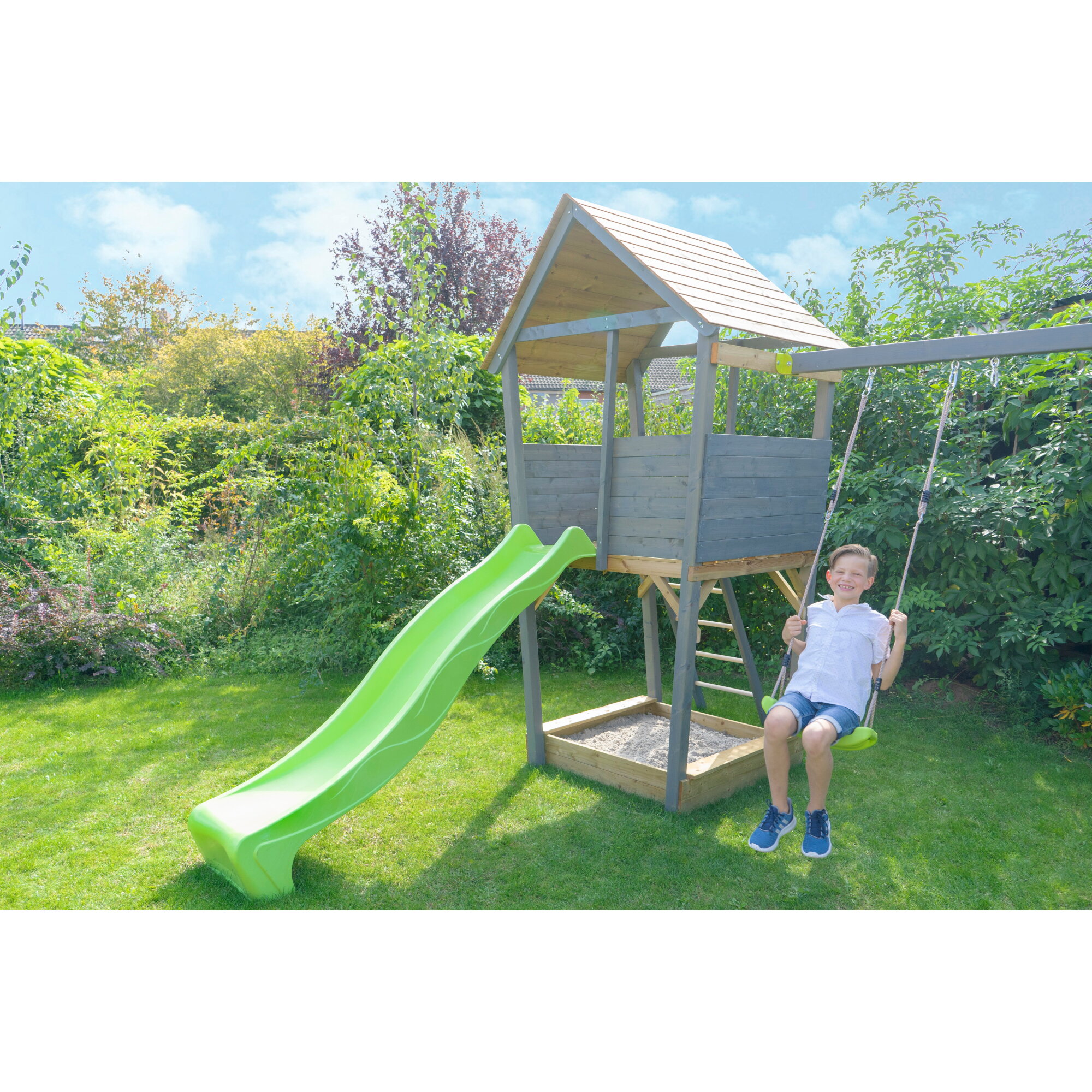 EXIT Aksent lektorn av trä med en 1-sitsgunga - grå | EXIT Toys